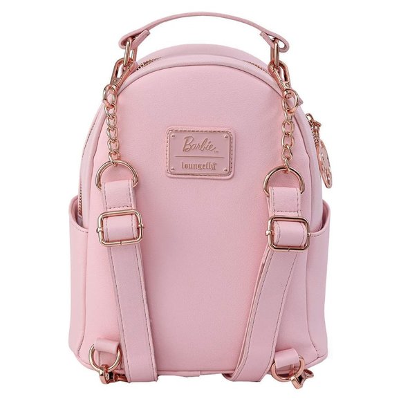 Loungefly | Bags | Loungefly Barbie Rose Gold Logo Convertible Backpack ...